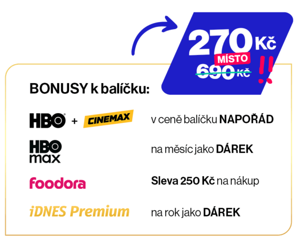 Akční nabídka internetové televize - Velký balíček za 270 Kč | Telly